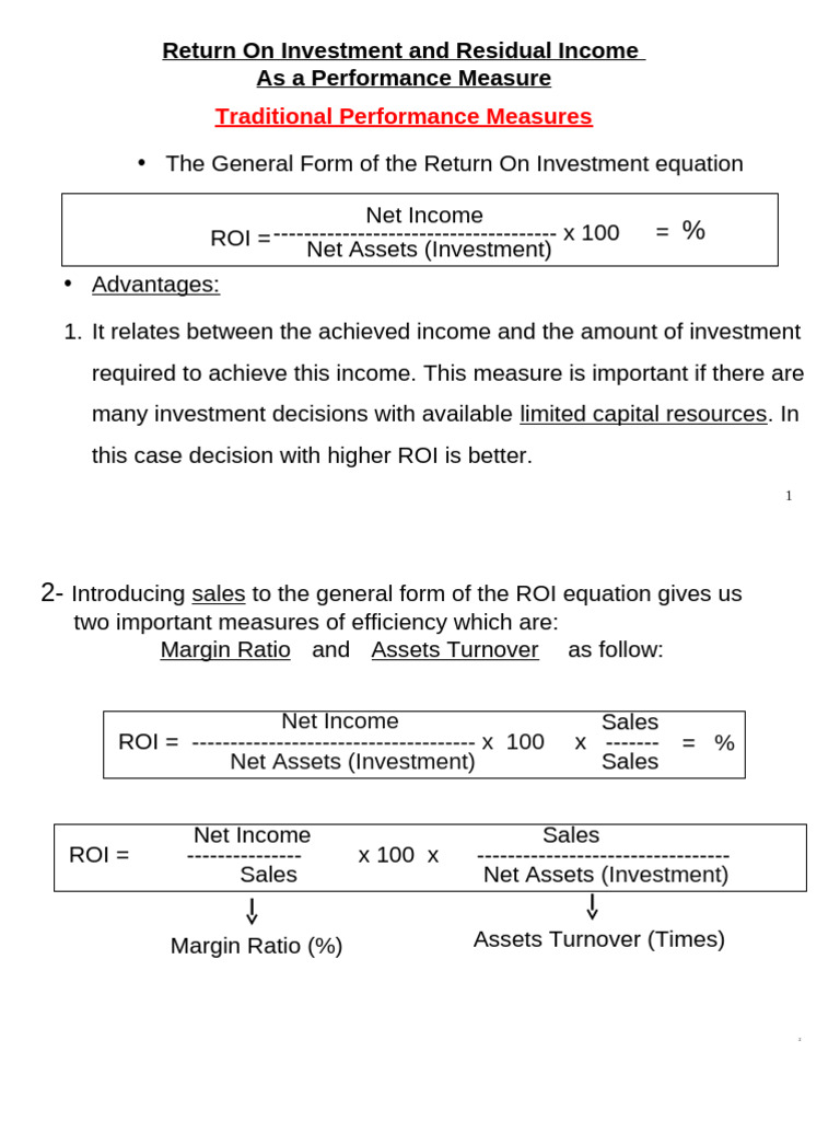 1 - ROI and RI Class (1) | PDF | Return On Investment | Revenue