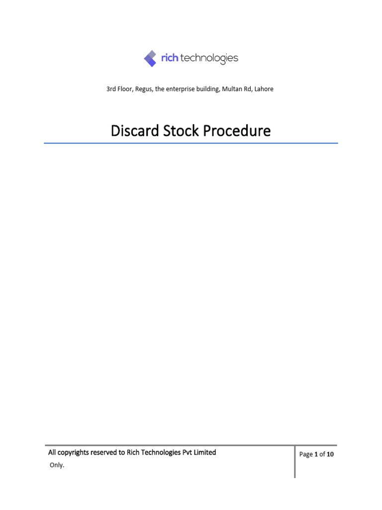 Discard Stock Procedure | PDF | Business