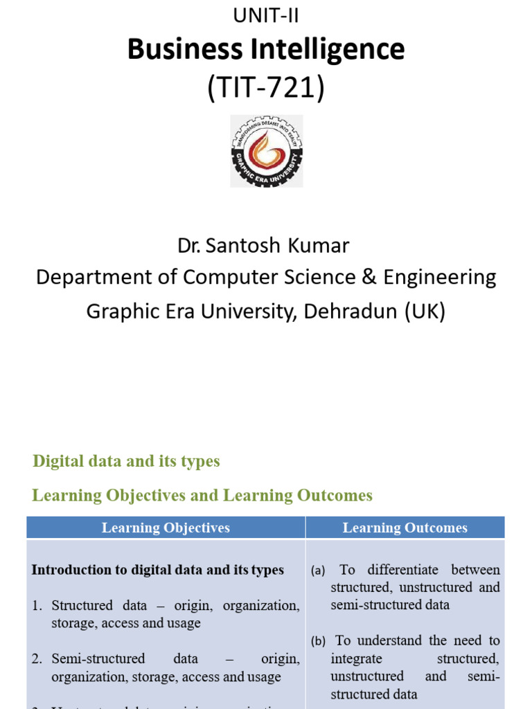 TIT 721 BI-Unit-II Study Materials | PDF | Xml | Databases
