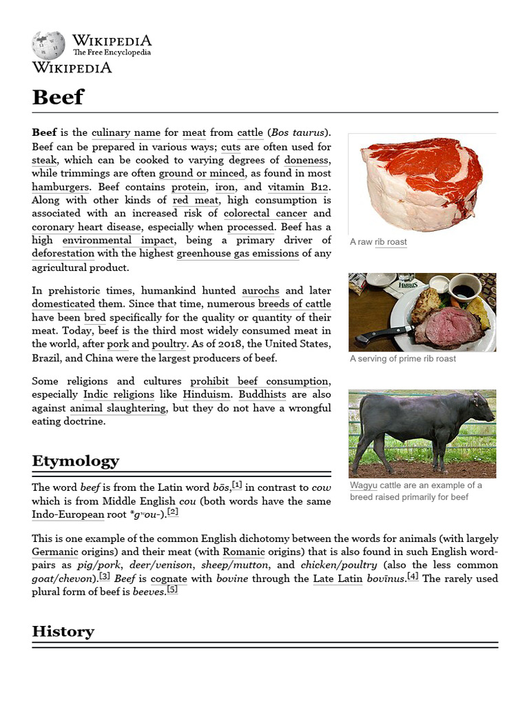 Beef - Wikipedia | PDF | Beef | Cattle