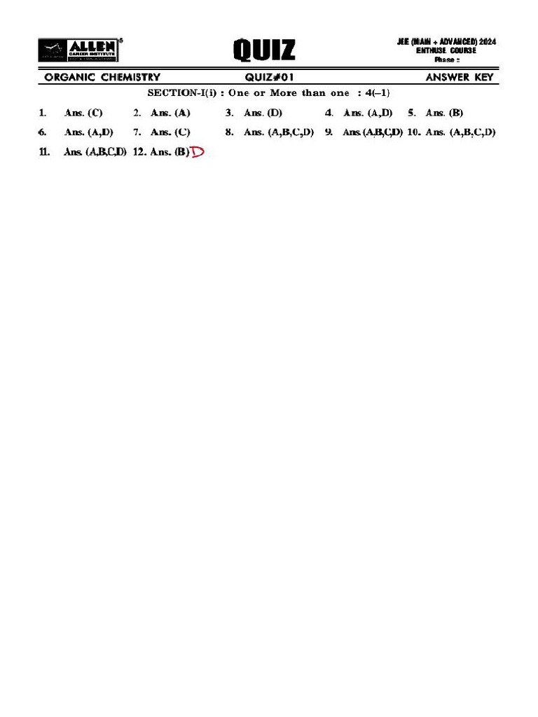 OC TAAS QUIZ 1 ANSWER KEy | PDF