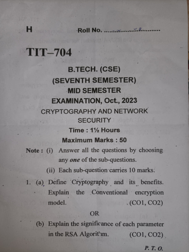 Crypto & Network Security M 2023 | PDF | Cryptography | Applied Mathematics