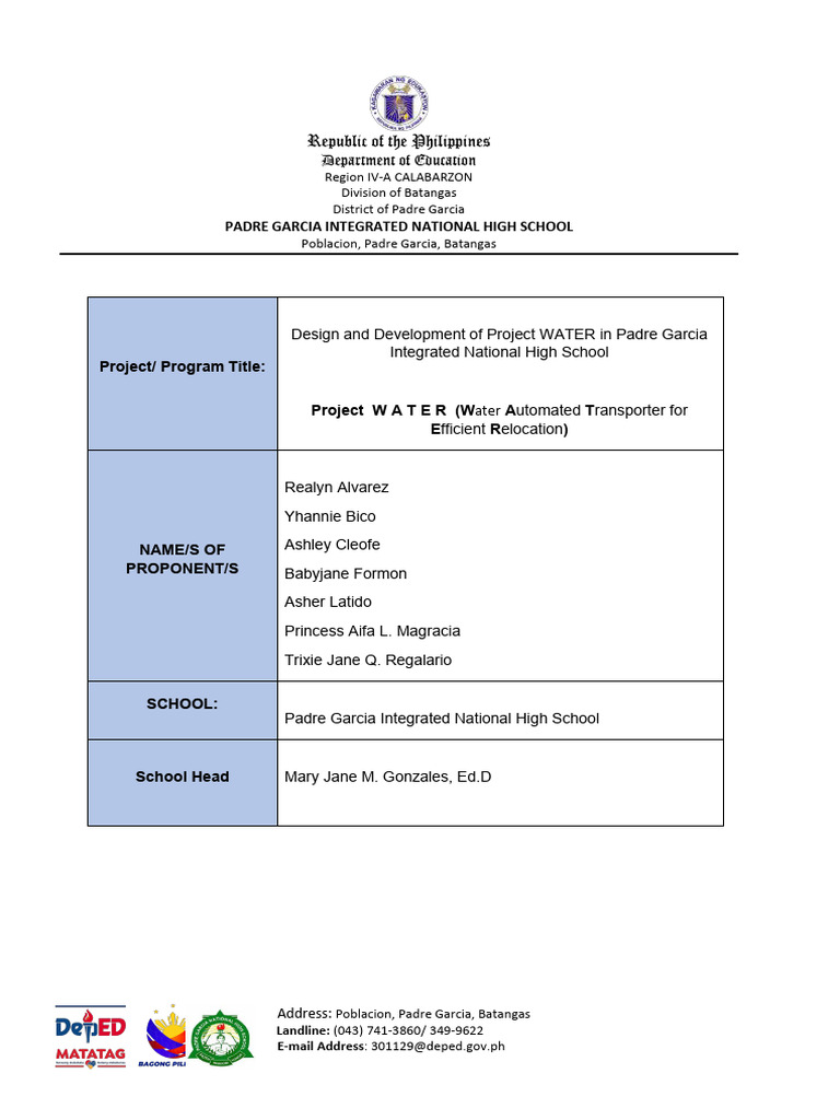 Project WATER: Automated Water Transport Solution | PDF | Learning ...