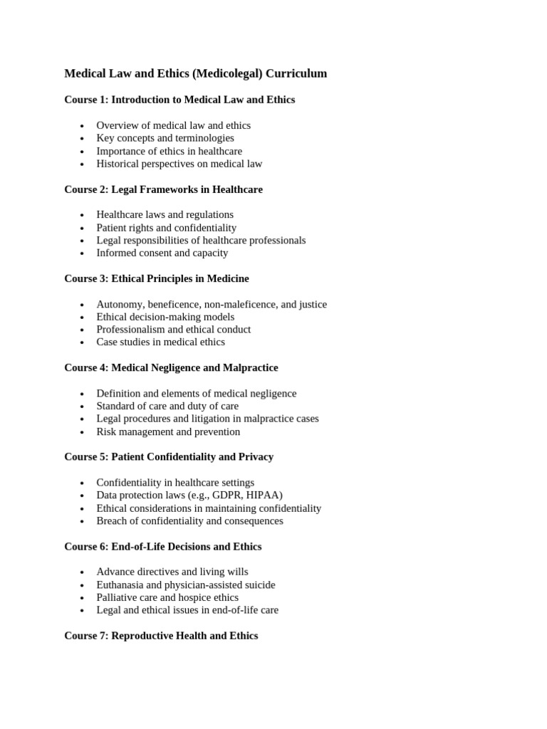 Medical Law and Ethics - 1 | PDF