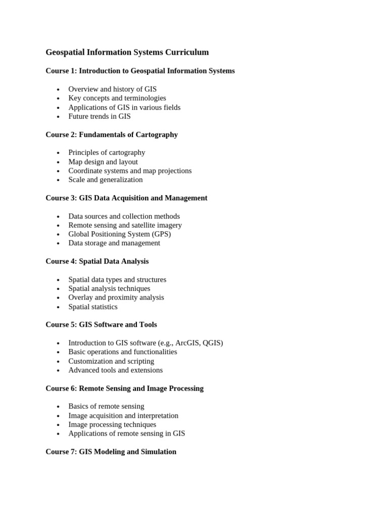 Geospatial Information Systems Curriculum - 1 | PDF | Geographic ...