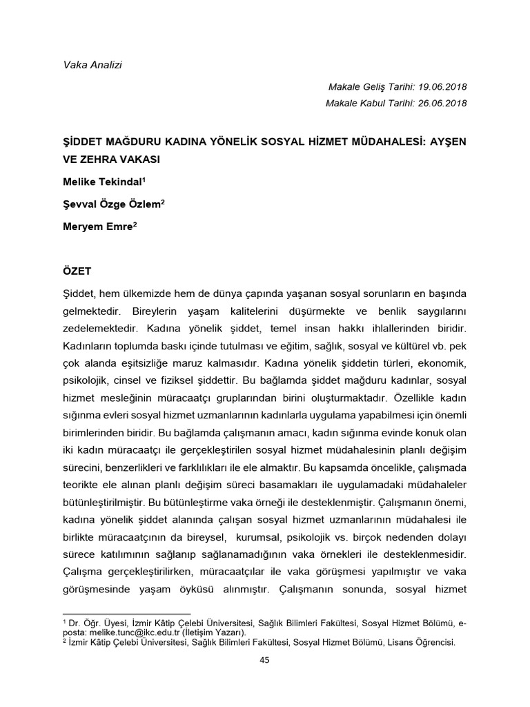 Iddet Ma Duru Kad Na Y Nelik Sosyal Hizmet M Dahalesi Ay en Ve Zehra ...