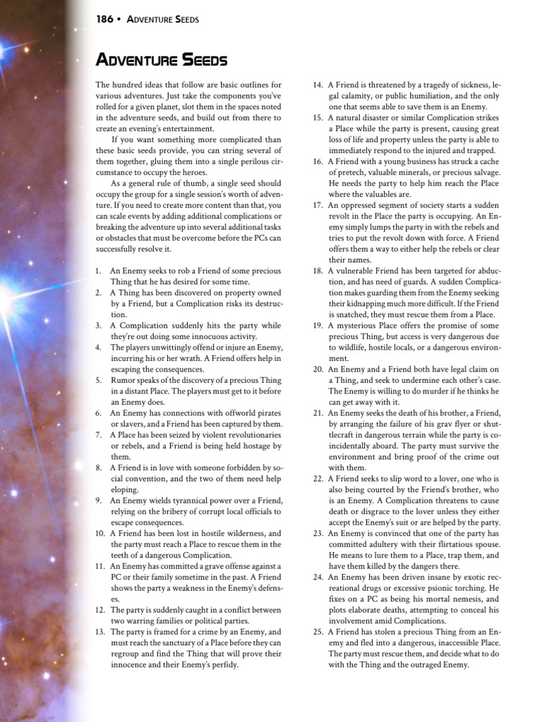 Adventure Seeds For Stars Without Numbers | PDF | Law