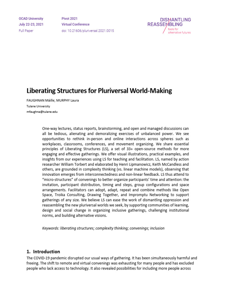 Liberating Structures For Pluriversal World-Making | PDF | Learning ...