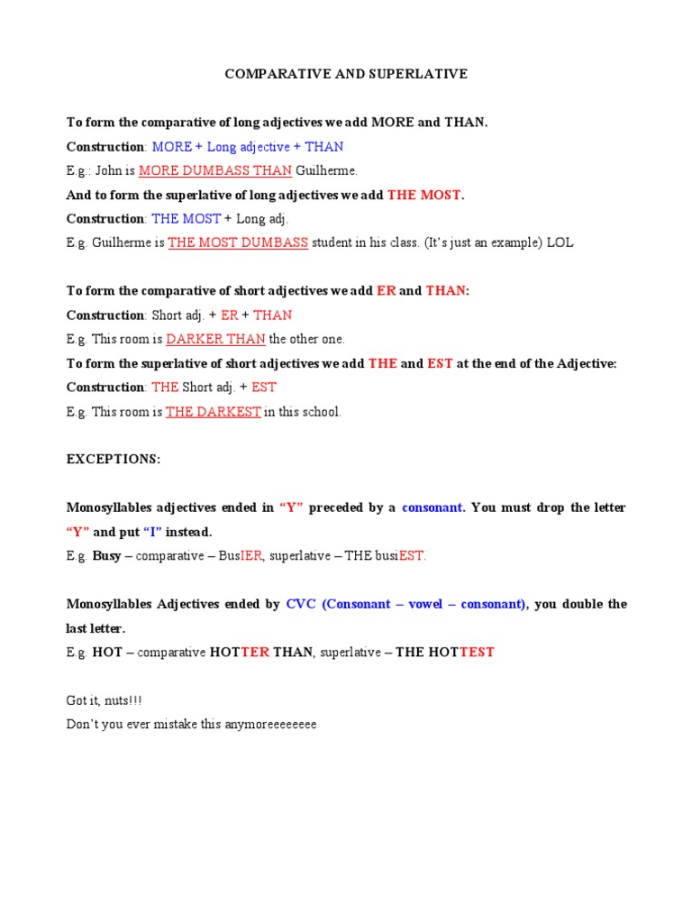Comparative and Superlative | PDF