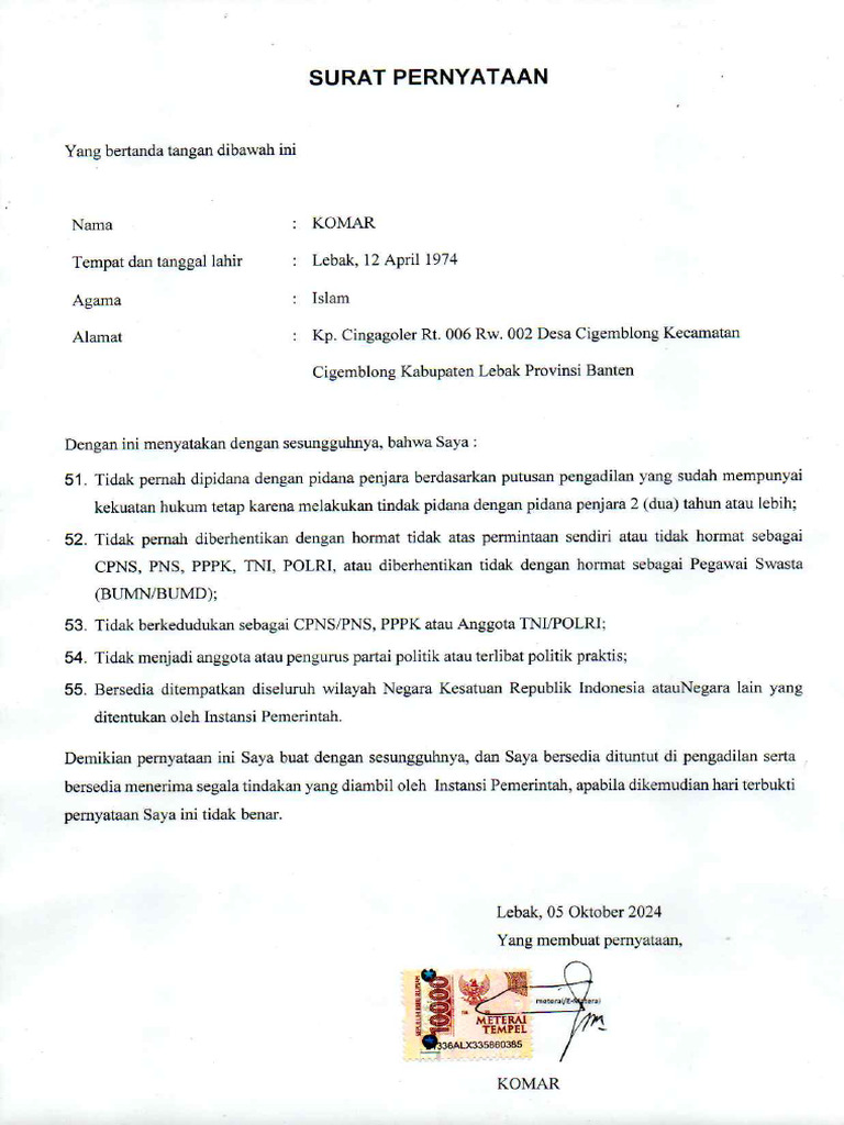 Pernyataan Komar | PDF