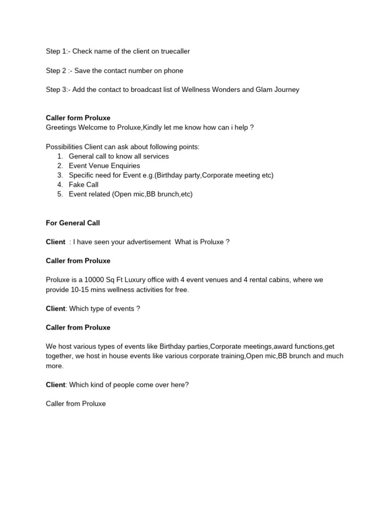 General Call Script and To Know All Services and Fake Call | PDF ...