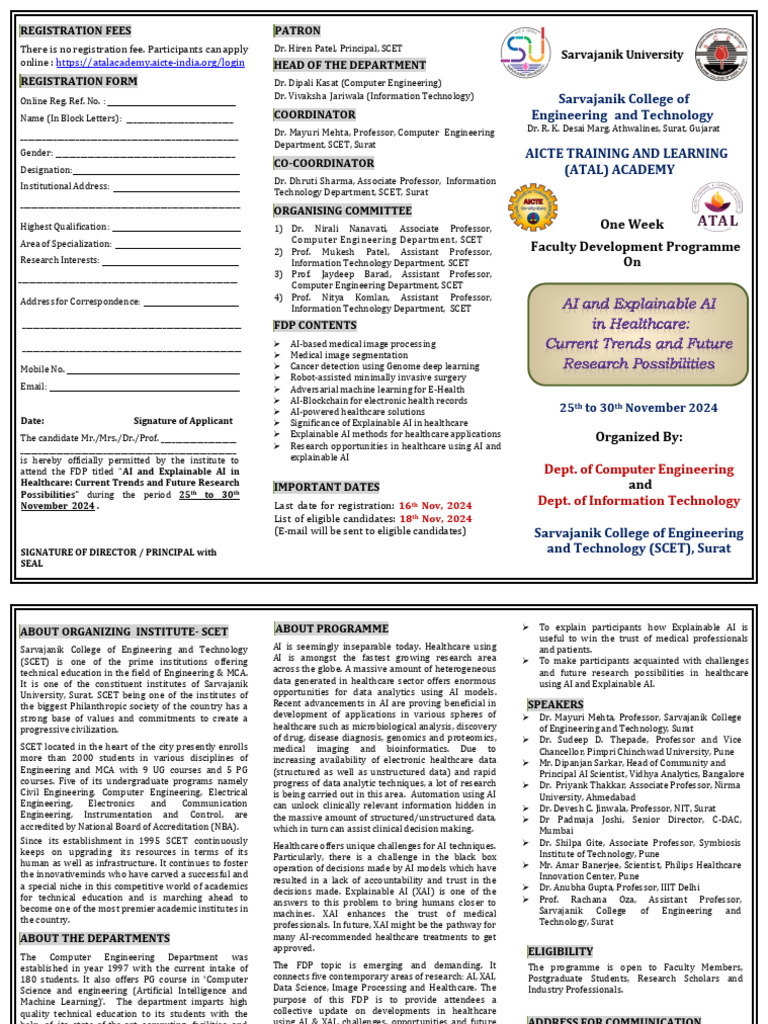 FDP Brochure - Speaker Poster - Schedule | PDF | Artificial ...