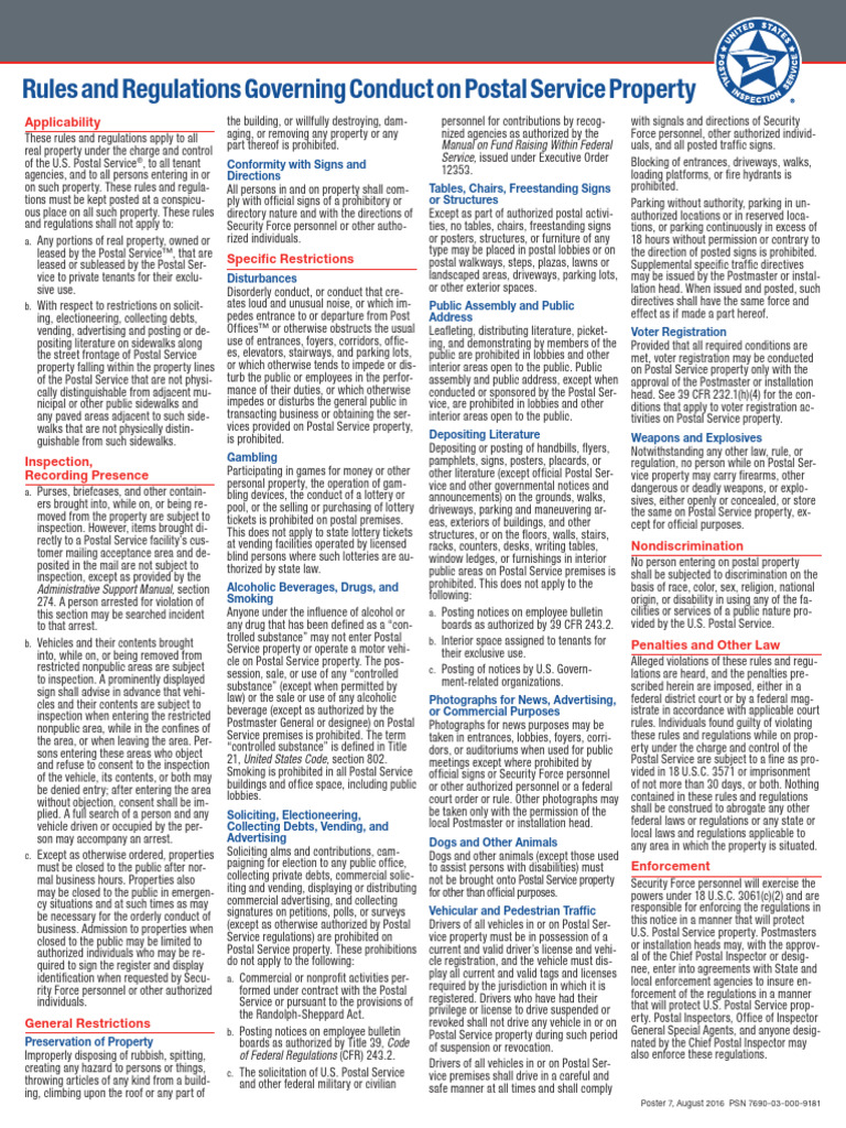 USPS Poster 7 | PDF | United States Postal Service