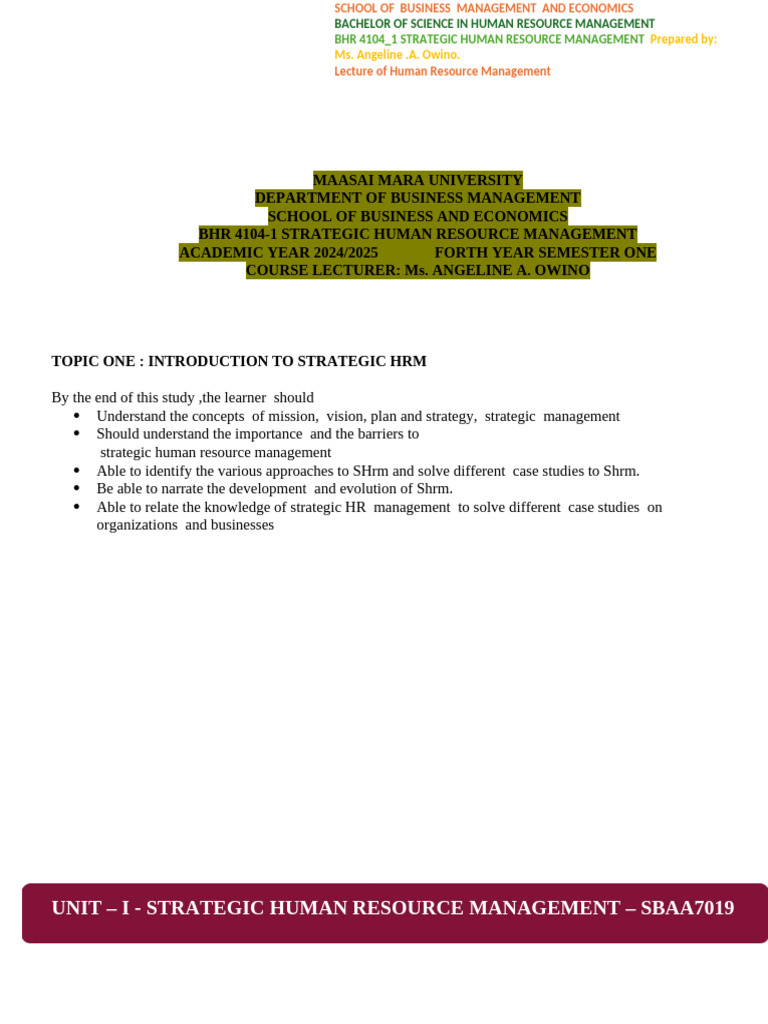 Strategic HRM Notes | PDF | Strategic Management | Human Resource ...