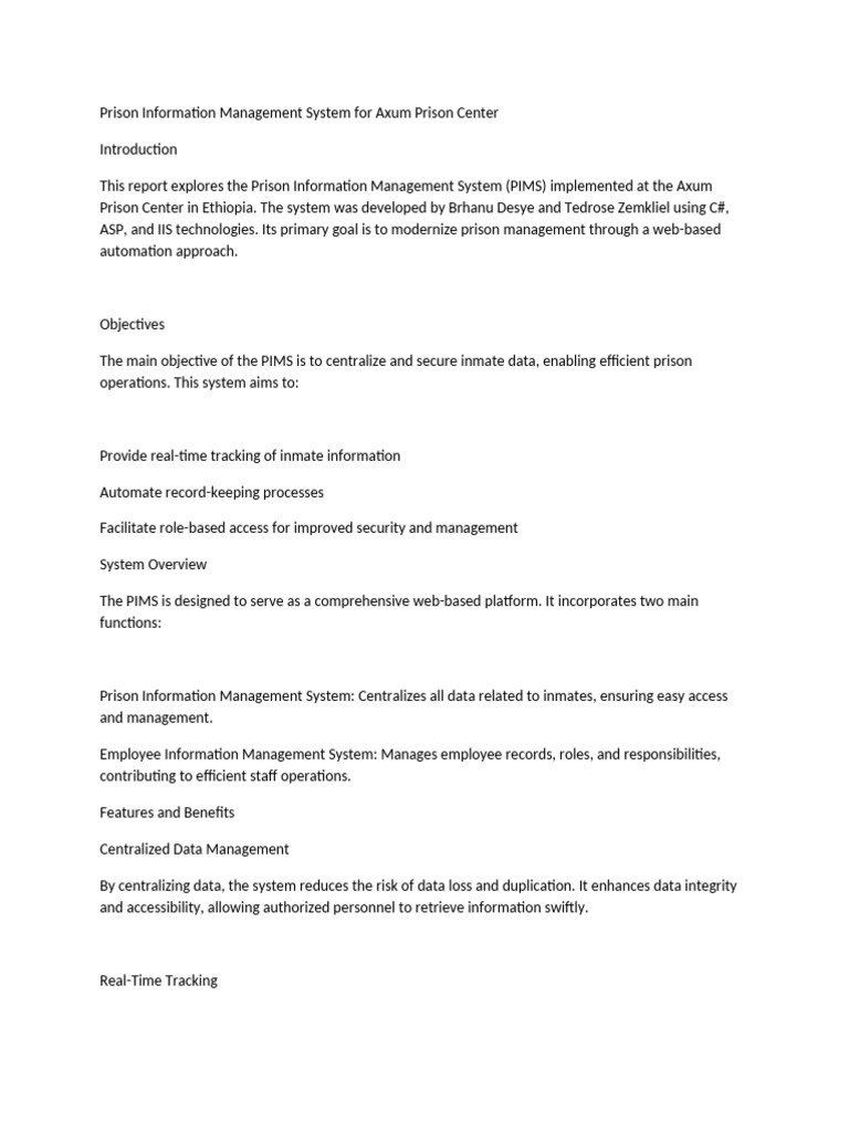 Axum Prison Information Management System | PDF | Web Application ...
