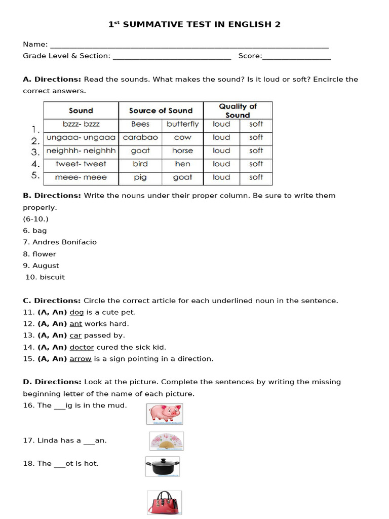 Q1-1st-SUMMATIVE-TEST-IN-ENGLISH-2-WEEK 1-2 | PDF | Human Communication ...