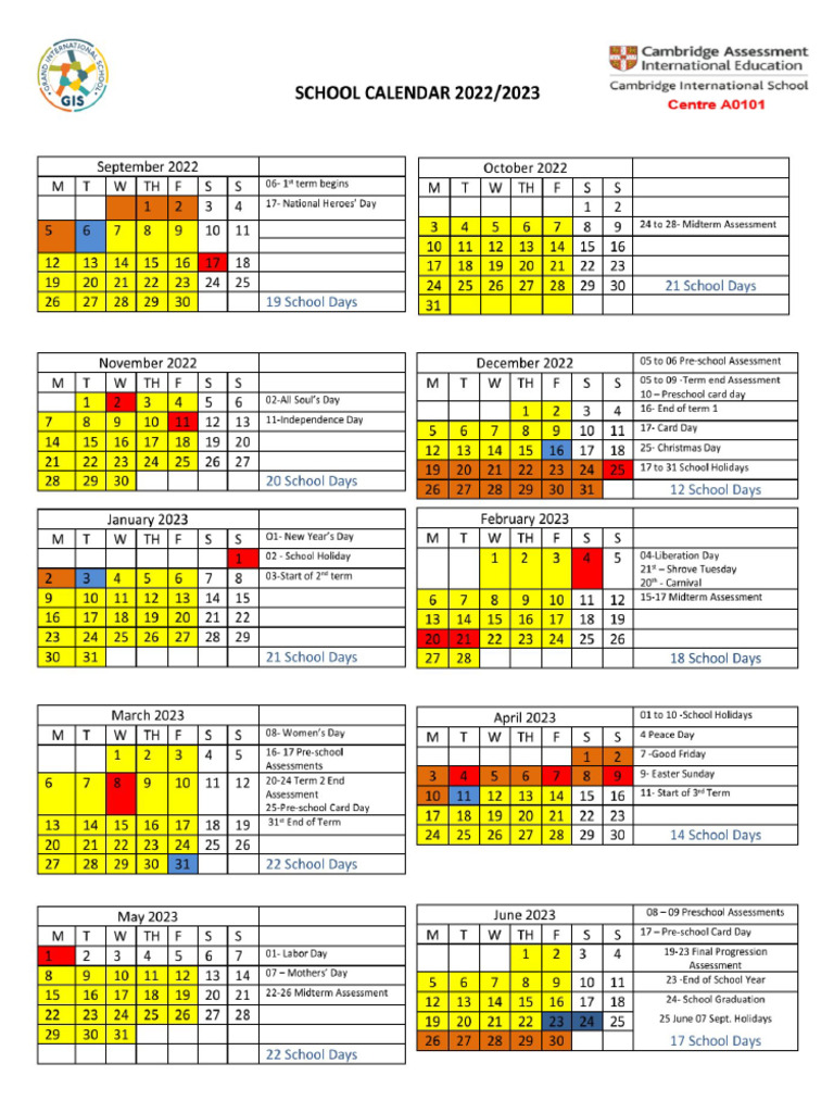 School Calendar 2022-2023 | PDF