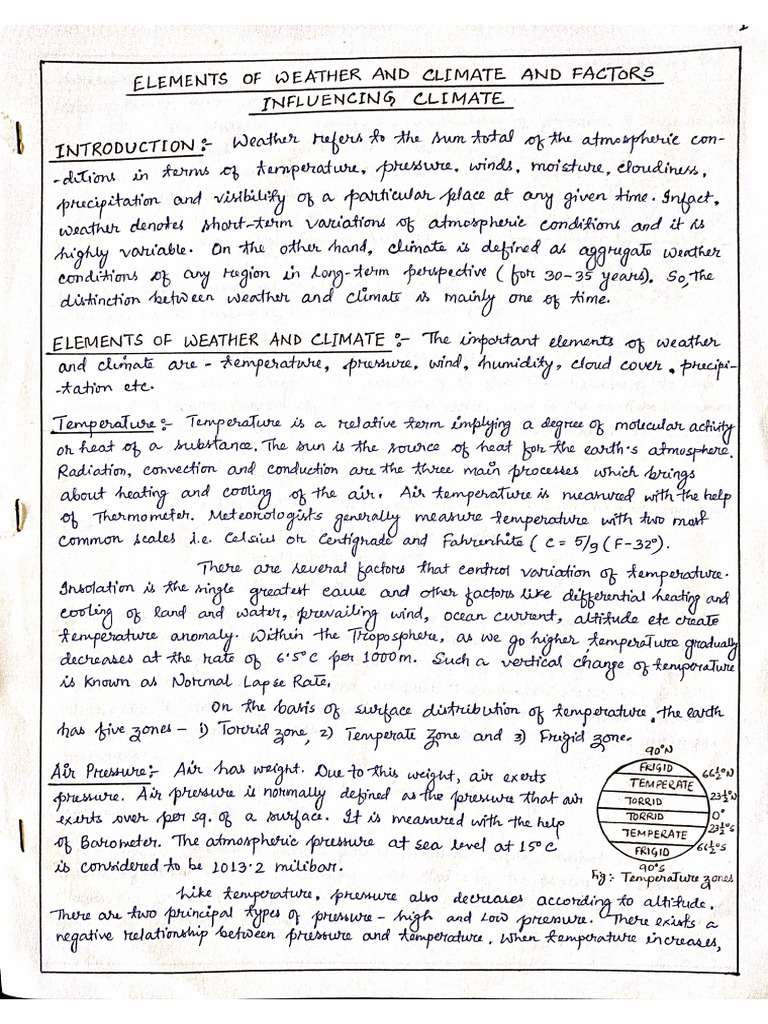 Elements of Weather and Climate, Factor Affecting Them? | PDF