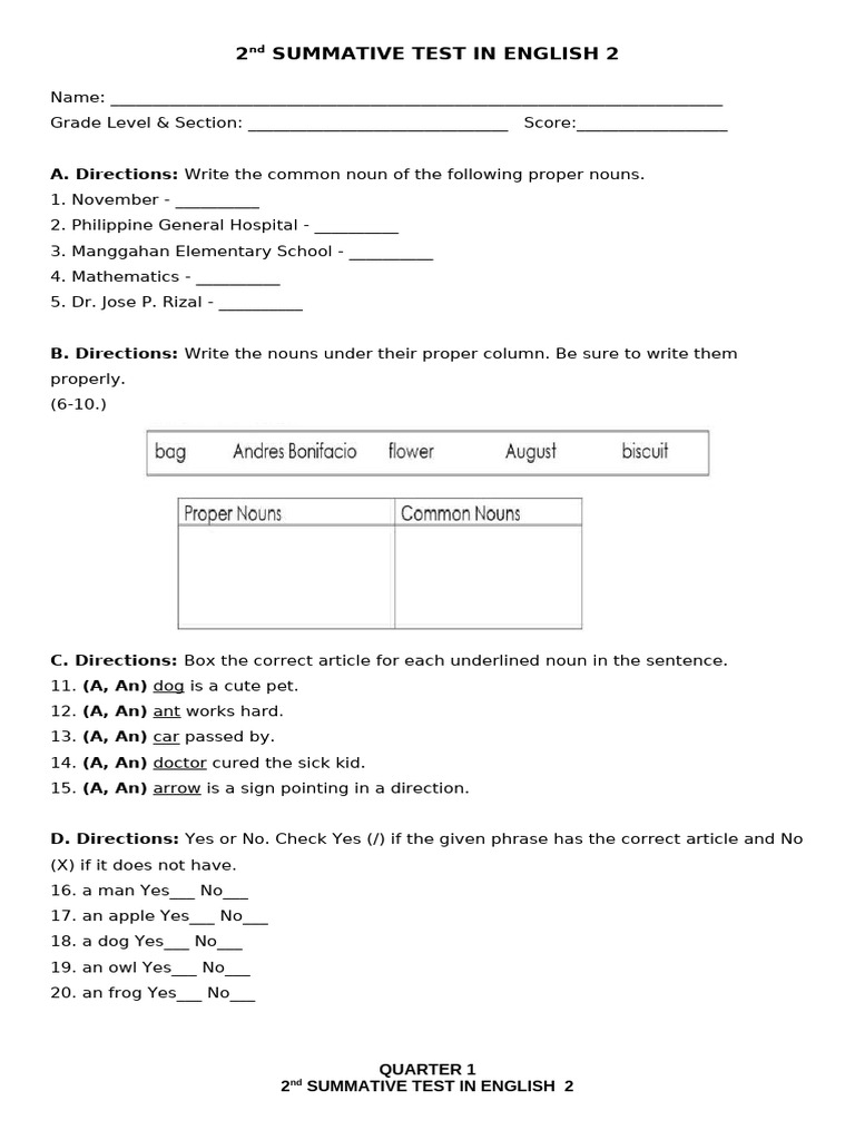 Q1-2nd-SUMMATIVE-TEST-IN-ENGLISH-2-WEEK 3-4 | PDF | Grammar | Syntax