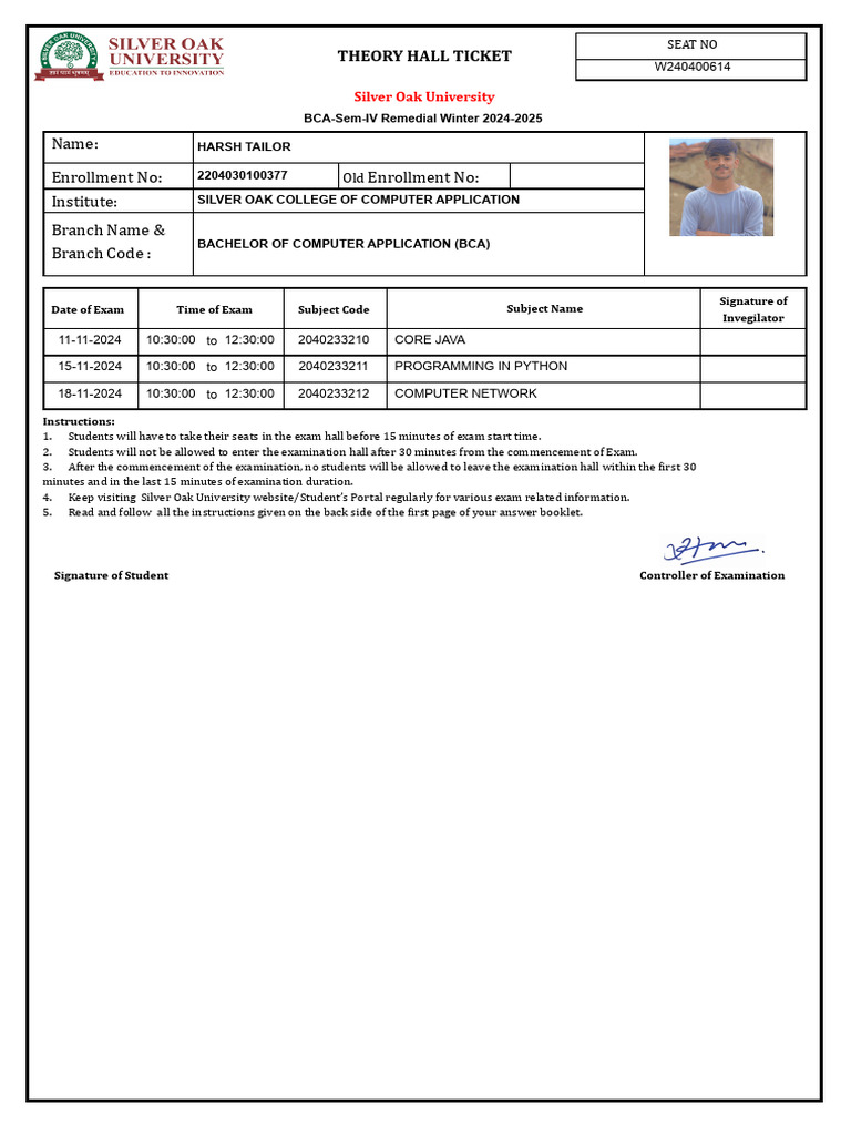 Hall Ticket | PDF