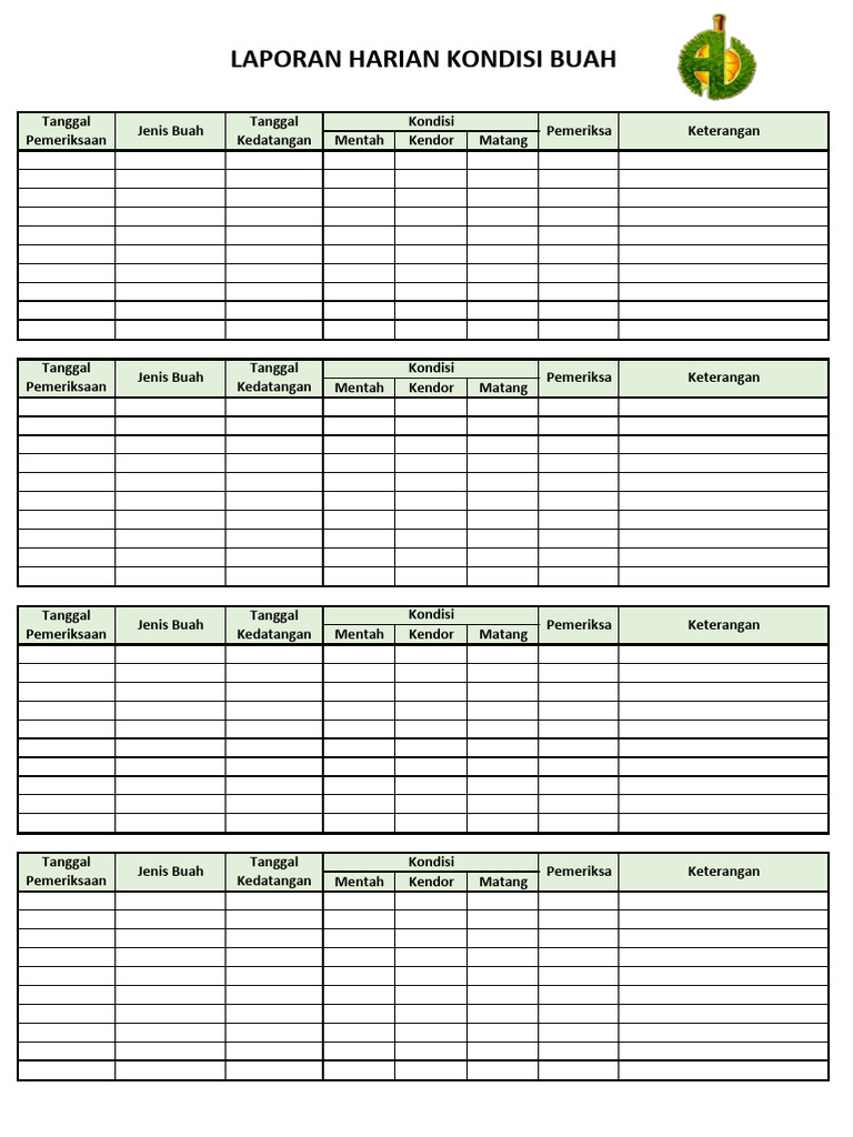 Form Harian Kondisi Buah | PDF