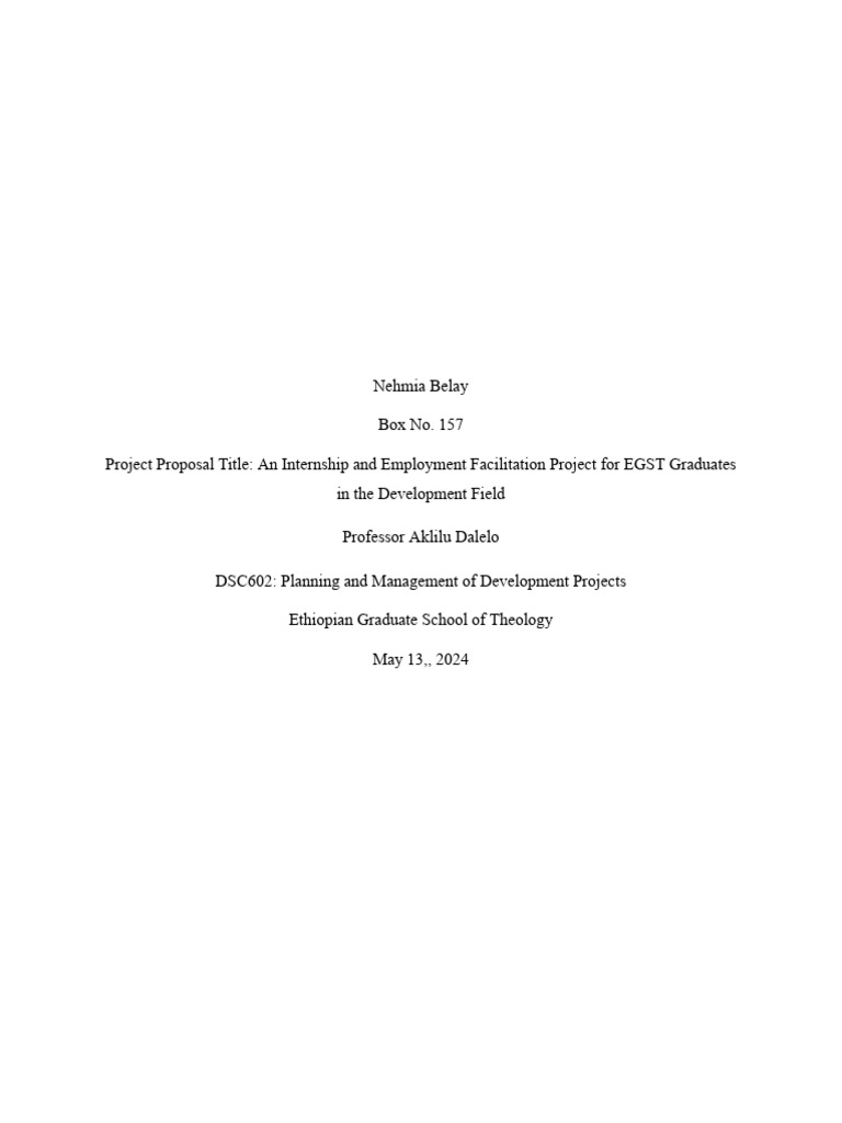 Project Proposal - Nehmia Belay | PDF | Mentorship | Employment
