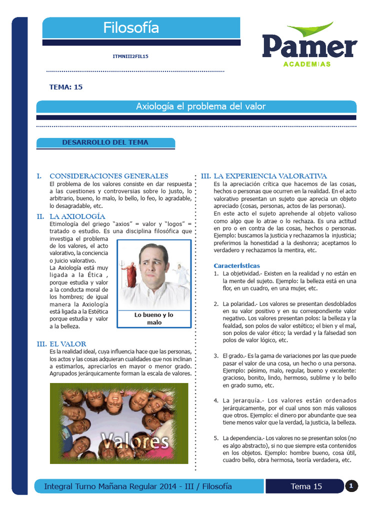 Filosofía - 15 - Axiologia El Problema Del Valor | PDF | Moralidad ...