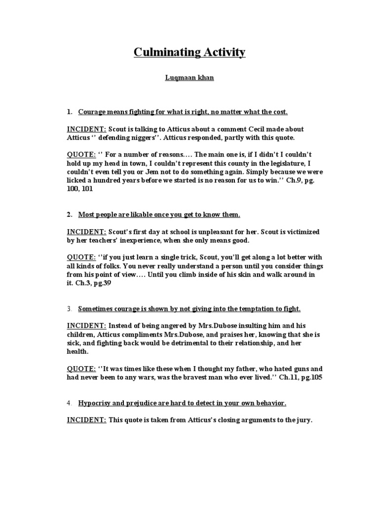 Atticus Finch and Moral Courage in TKAM | PDF | To Kill A Mockingbird ...