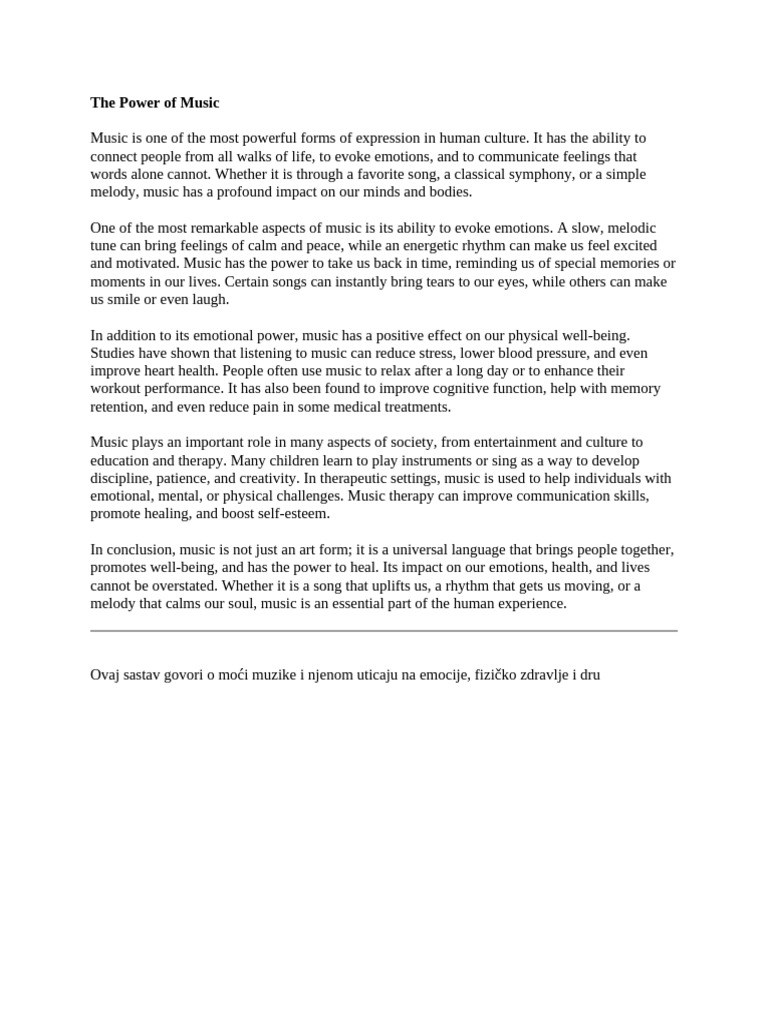 The Impact of Music on Emotions and Health | PDF | Self-Improvement ...