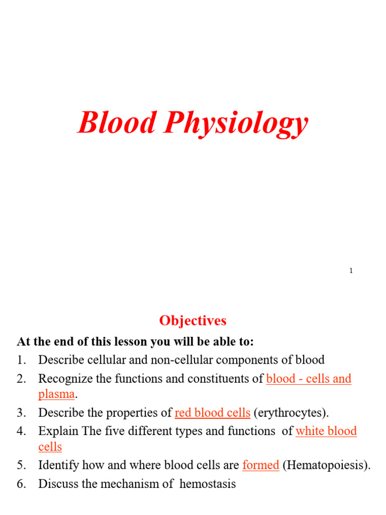 8 Blood For Lecture Pdf Blood Blood Plasma
