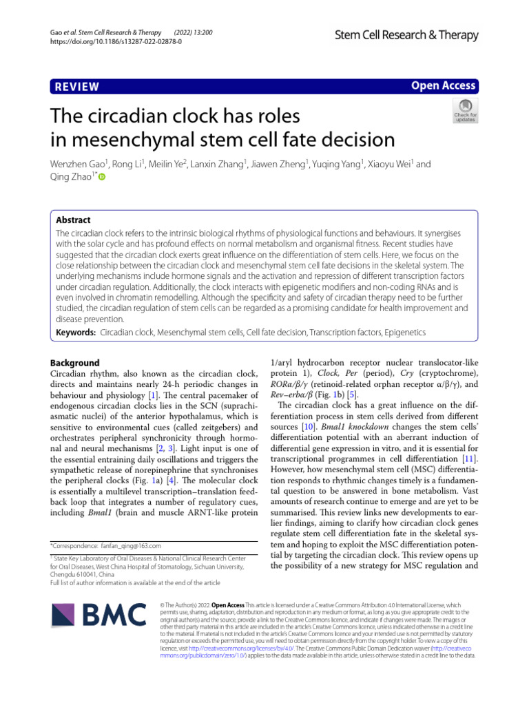 The Circadian Clock Has Roles in Mesenchymal Stem Cell Fate Decision 1 ...