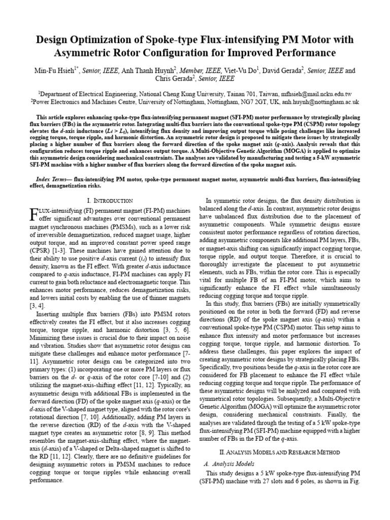 Design Optimization of Spoke-Type Flux-Intensifying PM Motor With ... Design Optimization of Spoke-Type Flux-Intensifying PM Motor With ...