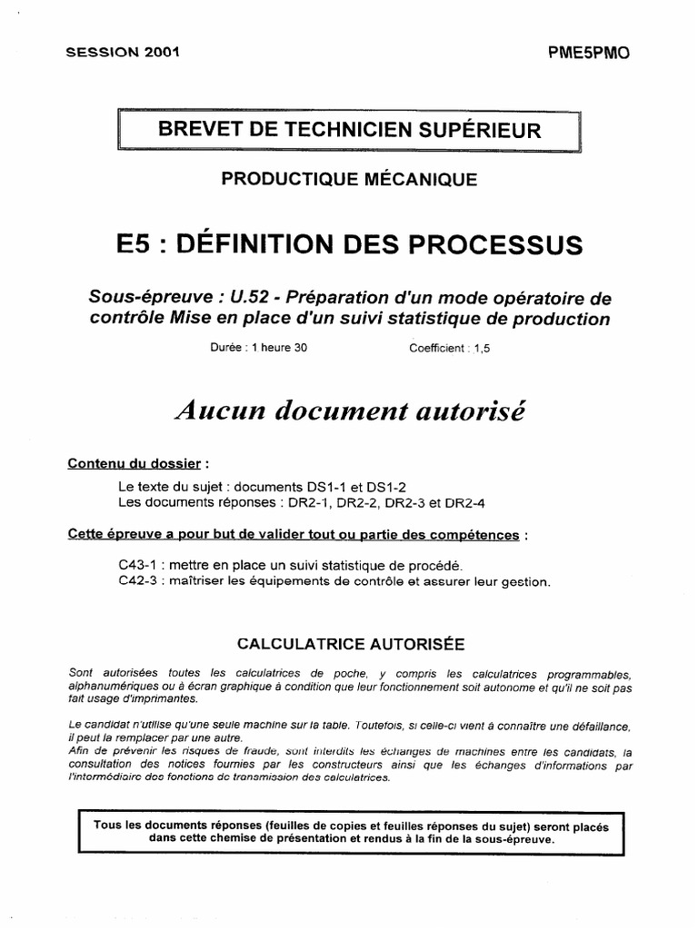 BTSPRODU Preparation D Un Mode de Controle Mise en Place D Un Suivi ...