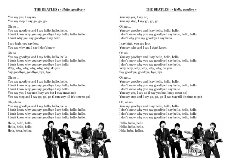 The Beatles Hello Goodbye | PDF | Songs Written | Paul Mc Cartney