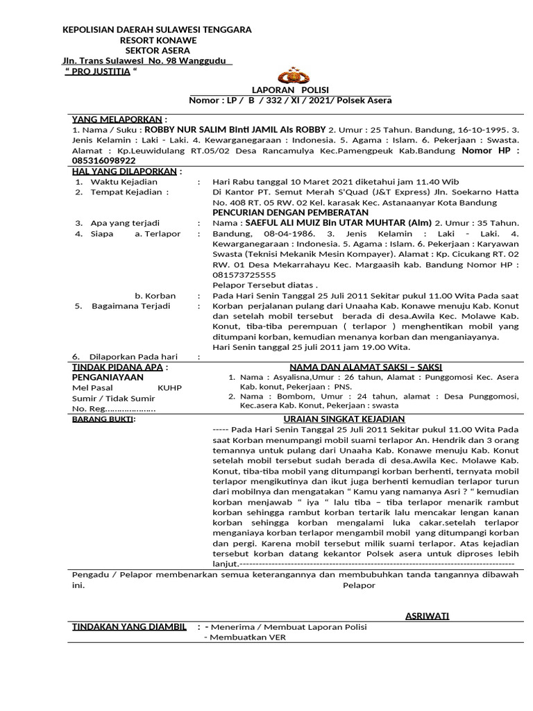 Format-Laporan-Polisi 2 | PDF