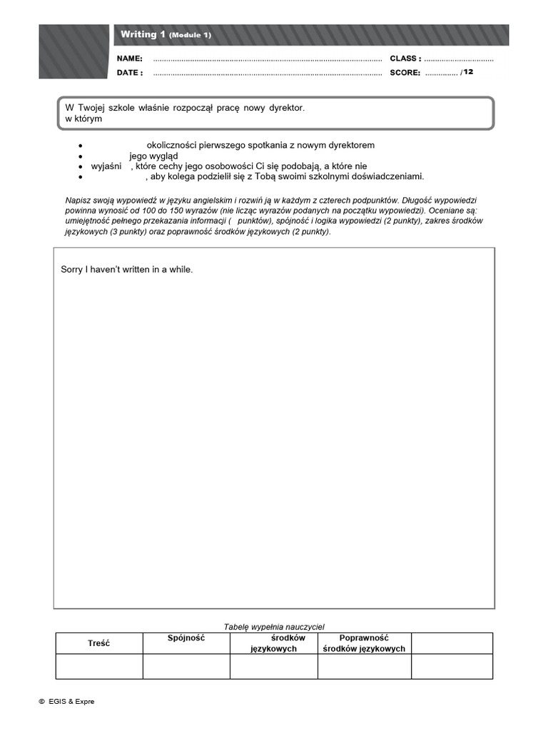 2 - RM PP PR Writing Test 1 | PDF