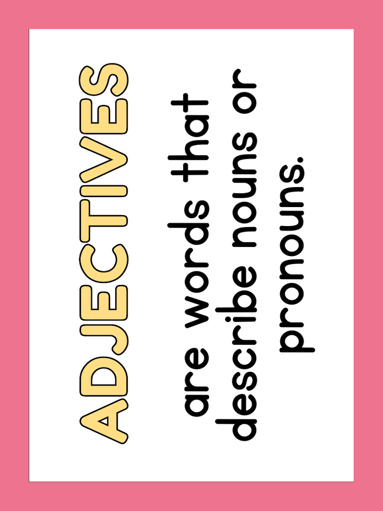 Adjectives English Worksheet Pink Yellow Children | PDF