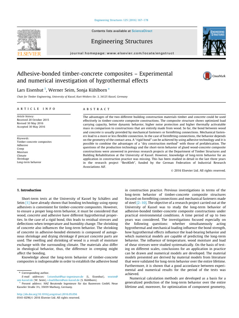 Hygrothermal Effects on Timber-Concrete Composites | PDF | Strength Of ...