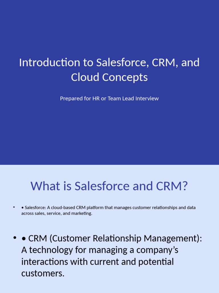 Salesforce CRM Cloud Concepts Presentation With Theme | PDF