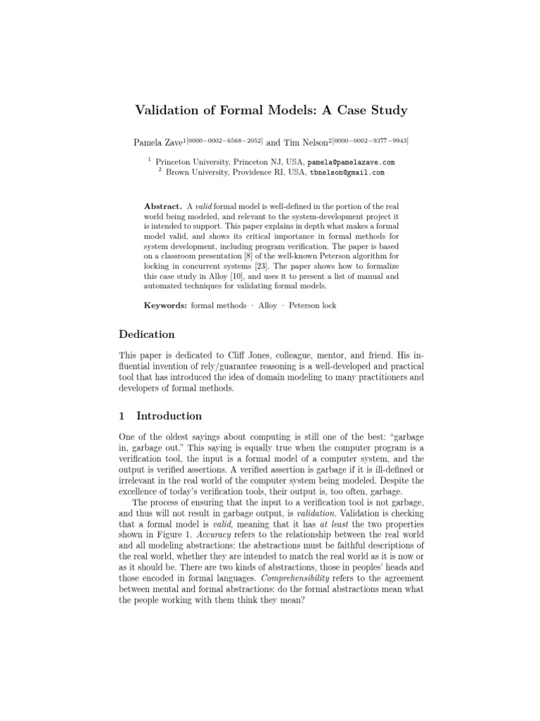 Validation of Formal Models: A Case Study | PDF | Formal Verification | System