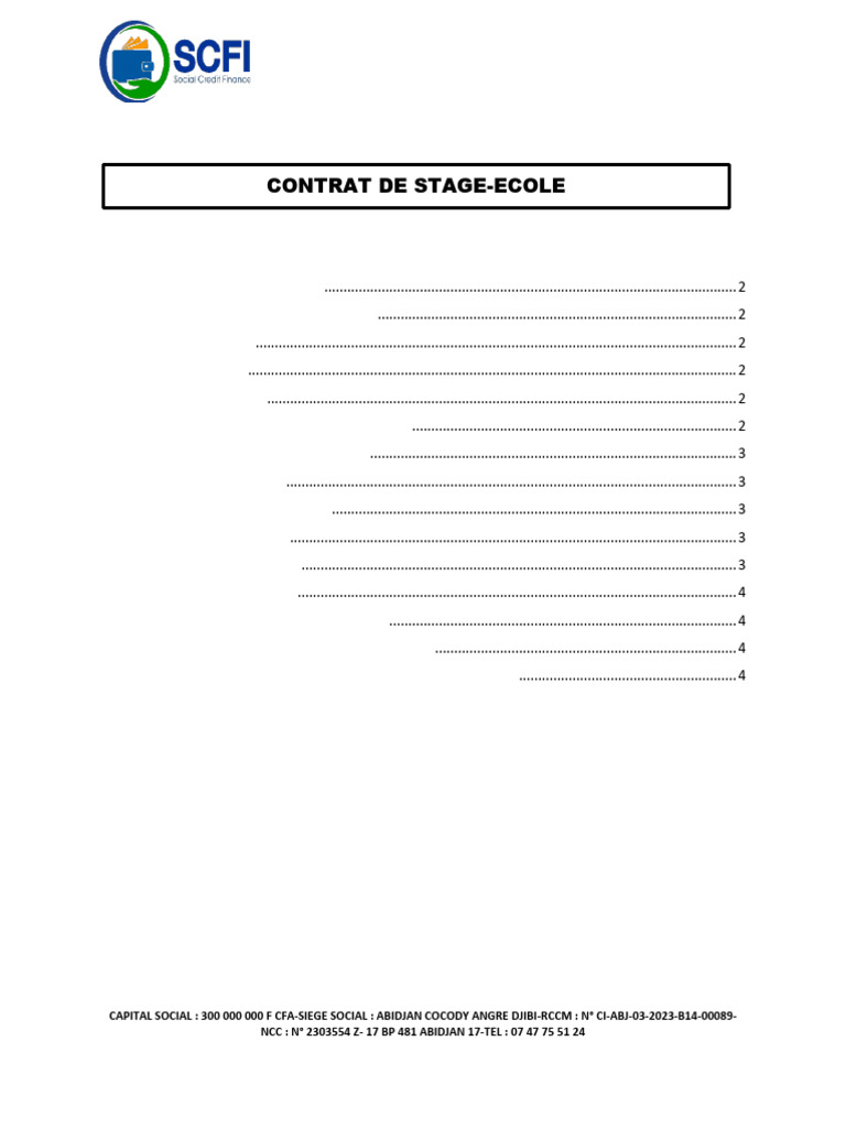 SCFI Stage-École | PDF | Crédit | Finance et gestion monétaire