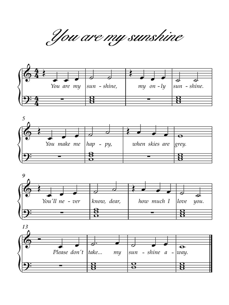You Are My Sunshine Level 1 Piano Sheet | PDF