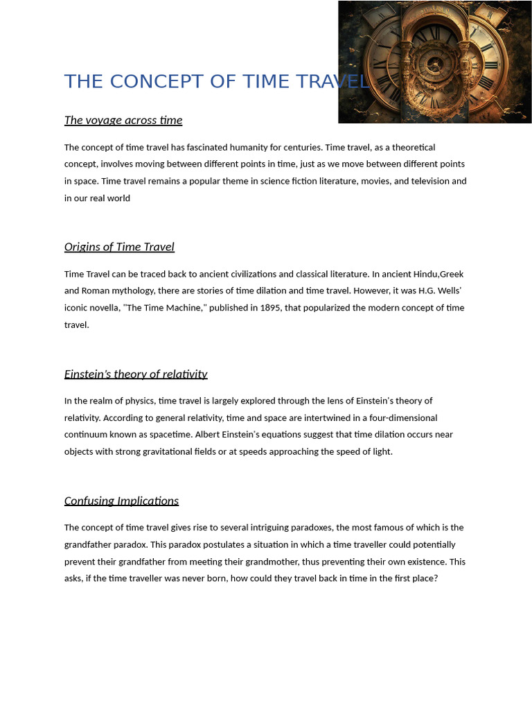 The Concept of Time Travel | PDF | Social Science | Philosophy
