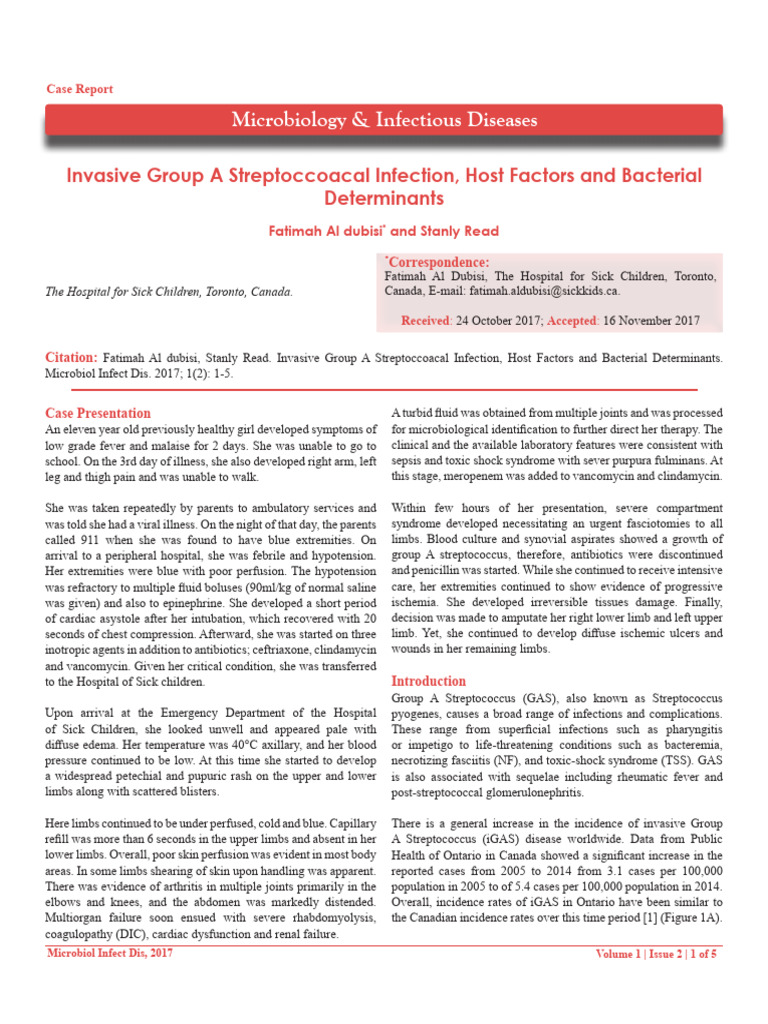 Invasive Group A Strep Infection Insights | PDF | Streptococcus | Infection