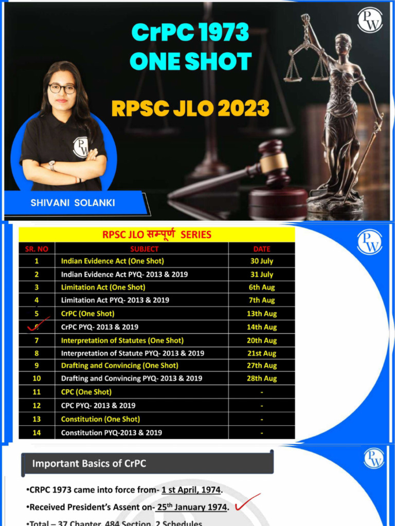 CRPC One Short JLO by Shivani Mam | PDF