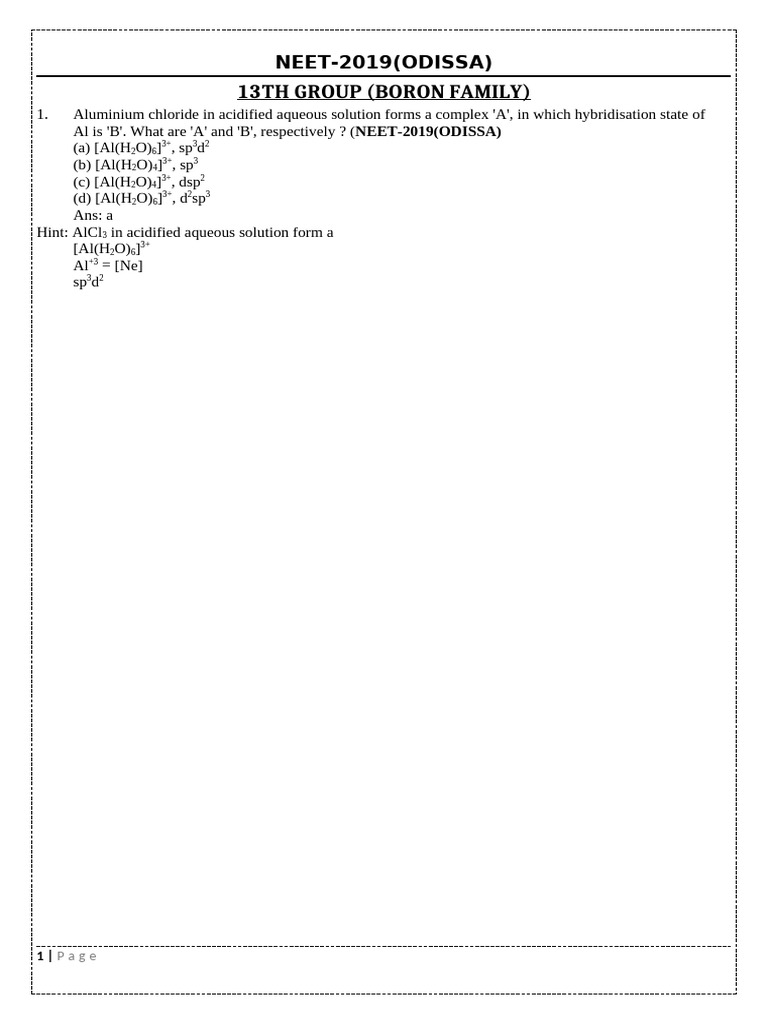 13th Group (Boron Family) | PDF