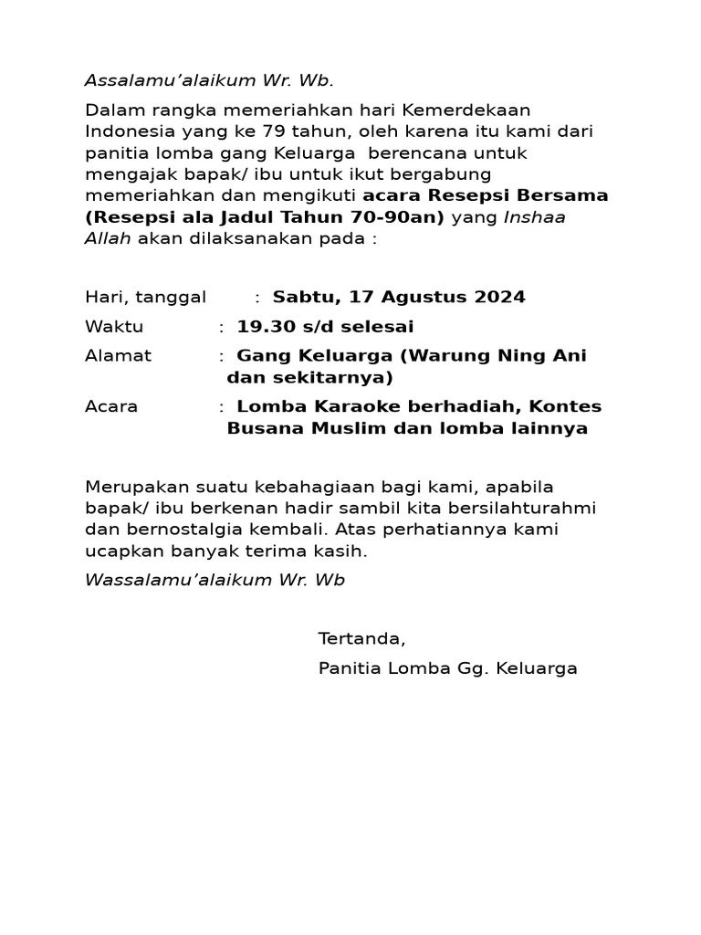 Surat Undangan 17an | PDF