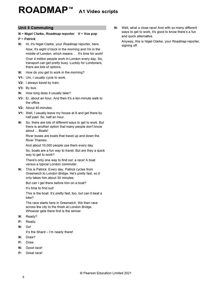 ROADMAP Report A1 Script Unit | PDF | Home & Garden