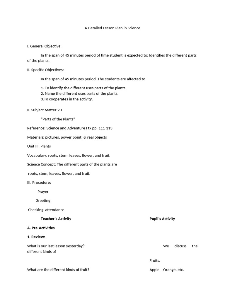 A Detailed Lesson Plan in Science Parts of The Flower | PDF | Fruit ...