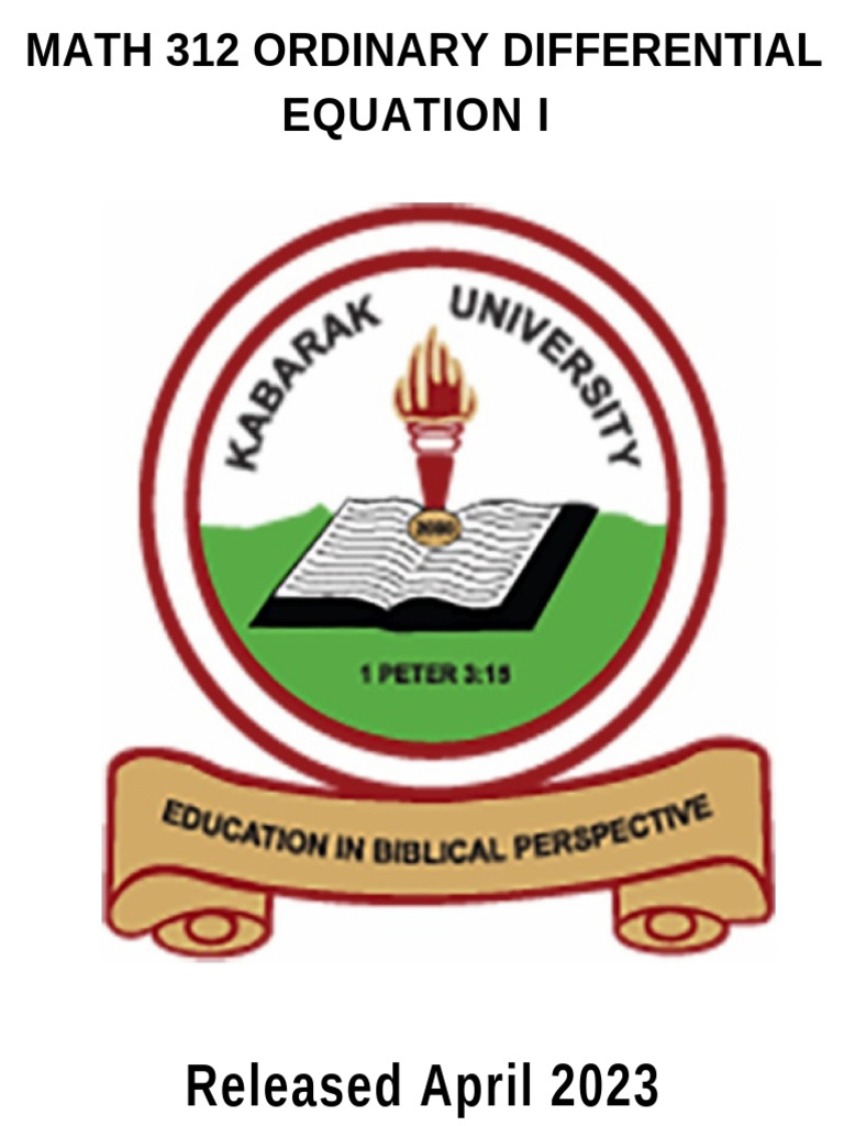 Math 312 Ordinary Differential Equation 1 Kabarak University Pdf Equations Ordinary